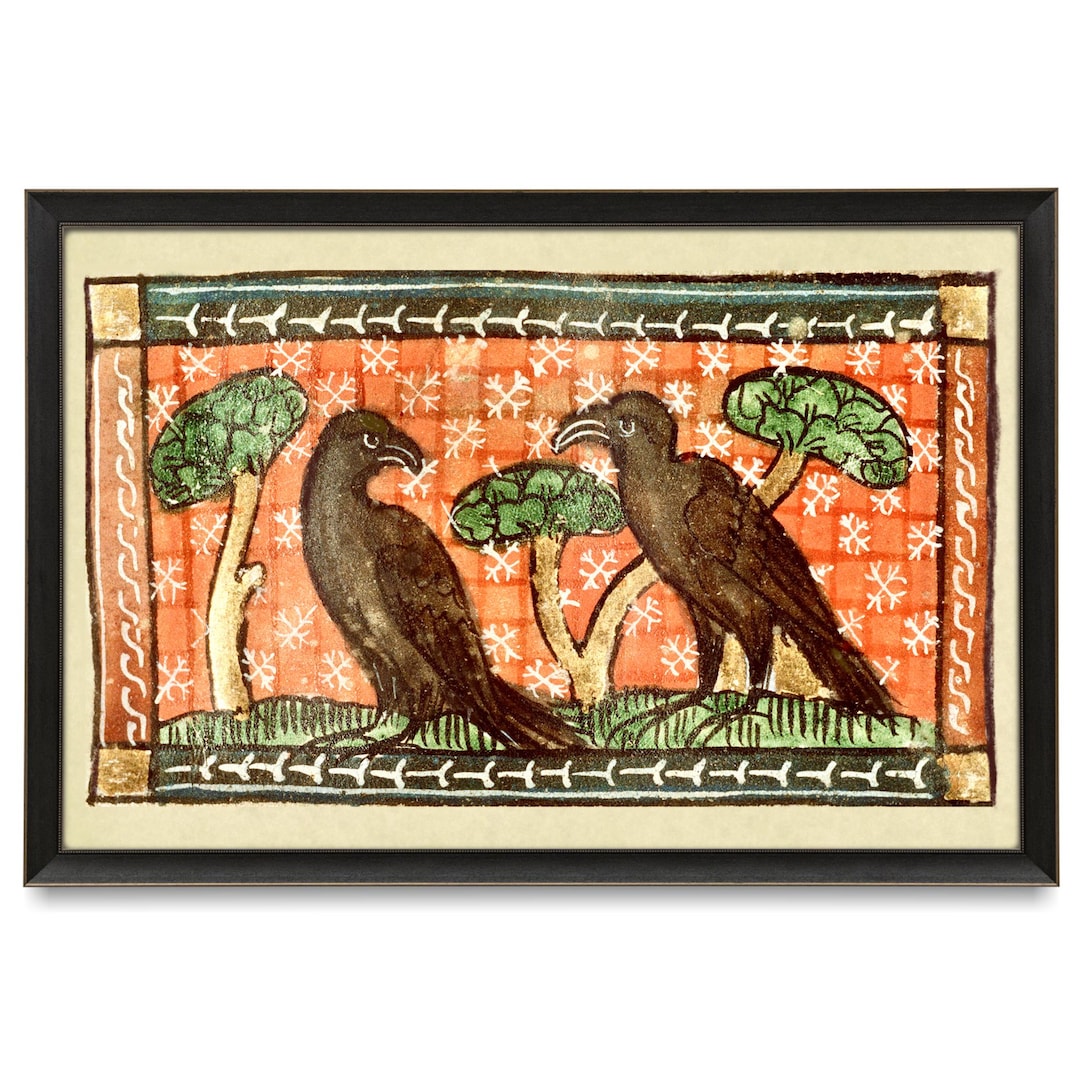 Medieval Crows Illuminated Image, 14th Century Art Print, Medieval ...