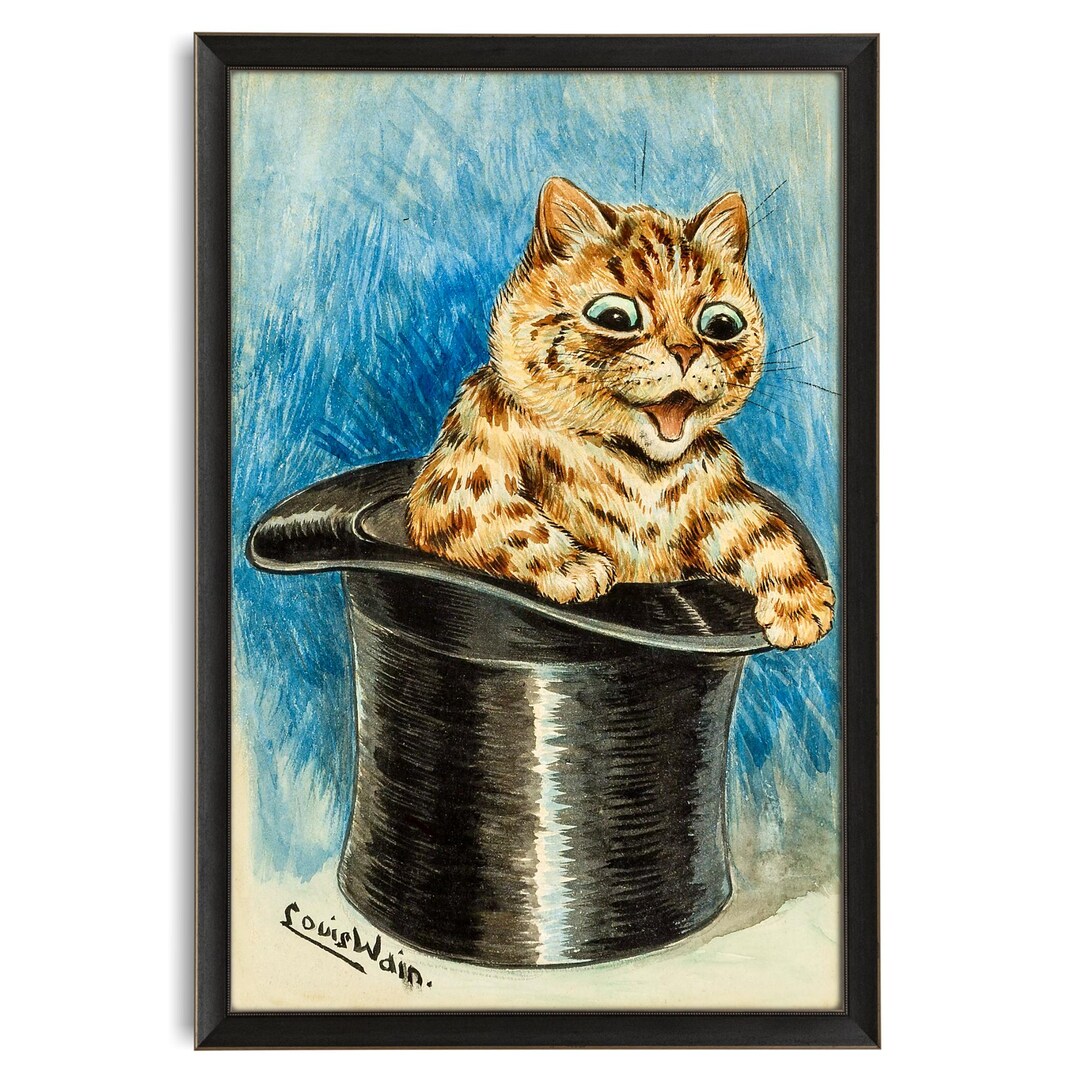 Orange Tabby in a Top Hat, Louis Wain Cat Art, Louis Wain Art Print ...