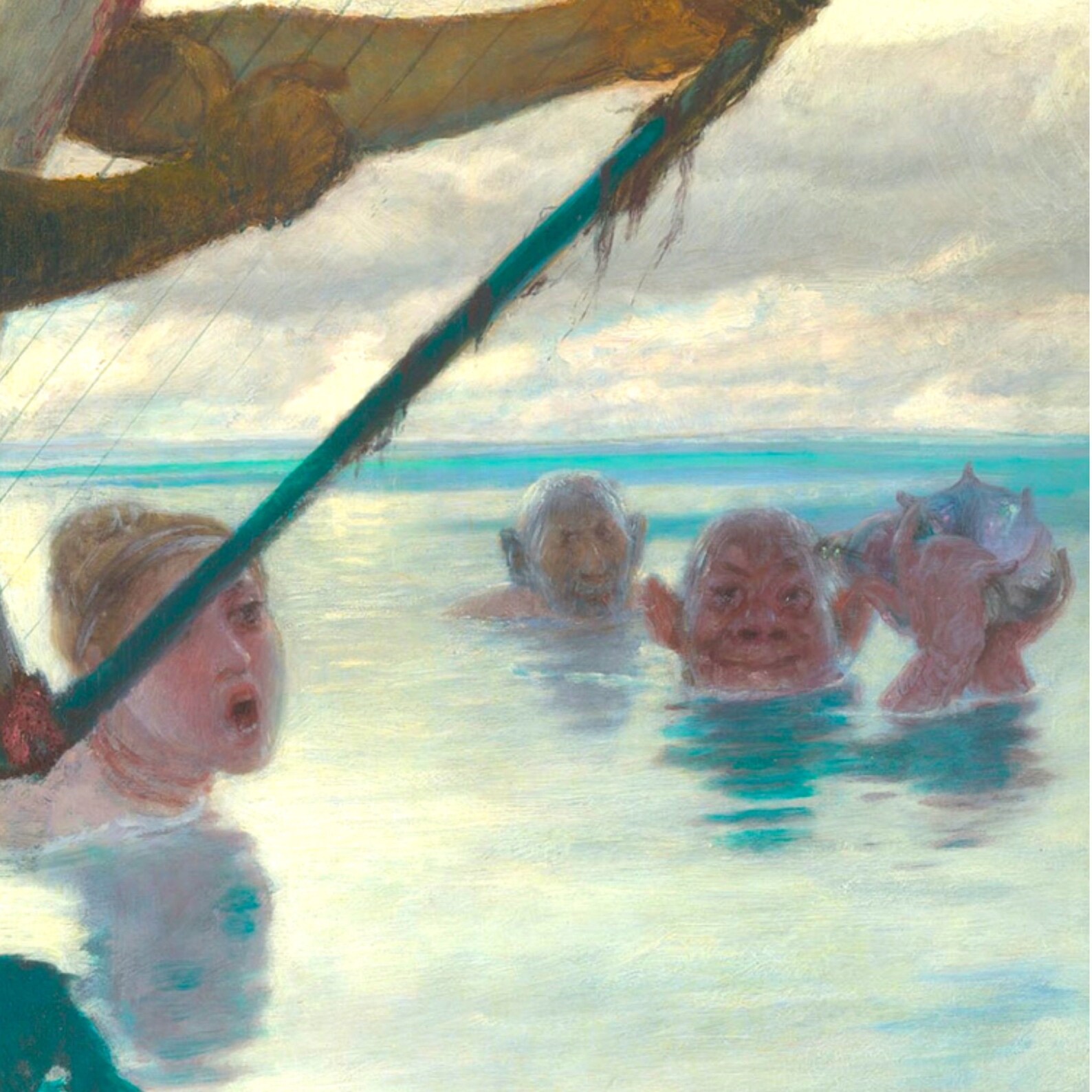 Funny Antique Mermaid Merman Art, Arnold Bocklin, in the Sea, High ...