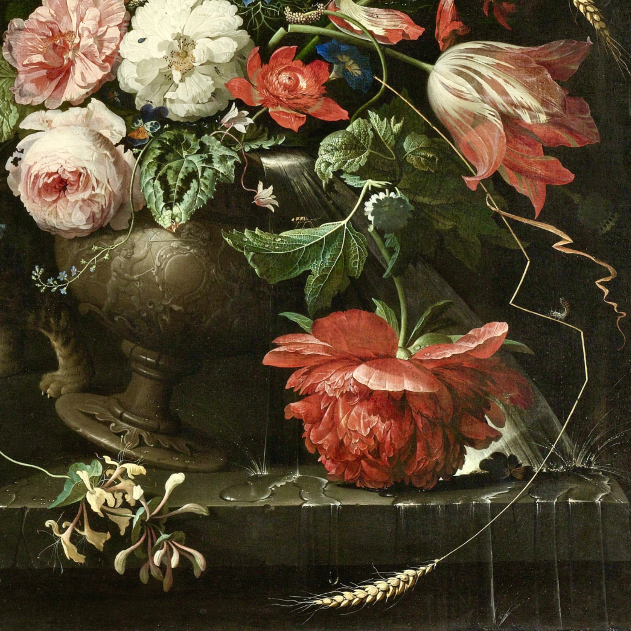 Weird Cat Renaissance Still Life, Cat Knocking Over a Vase of Flowers ...