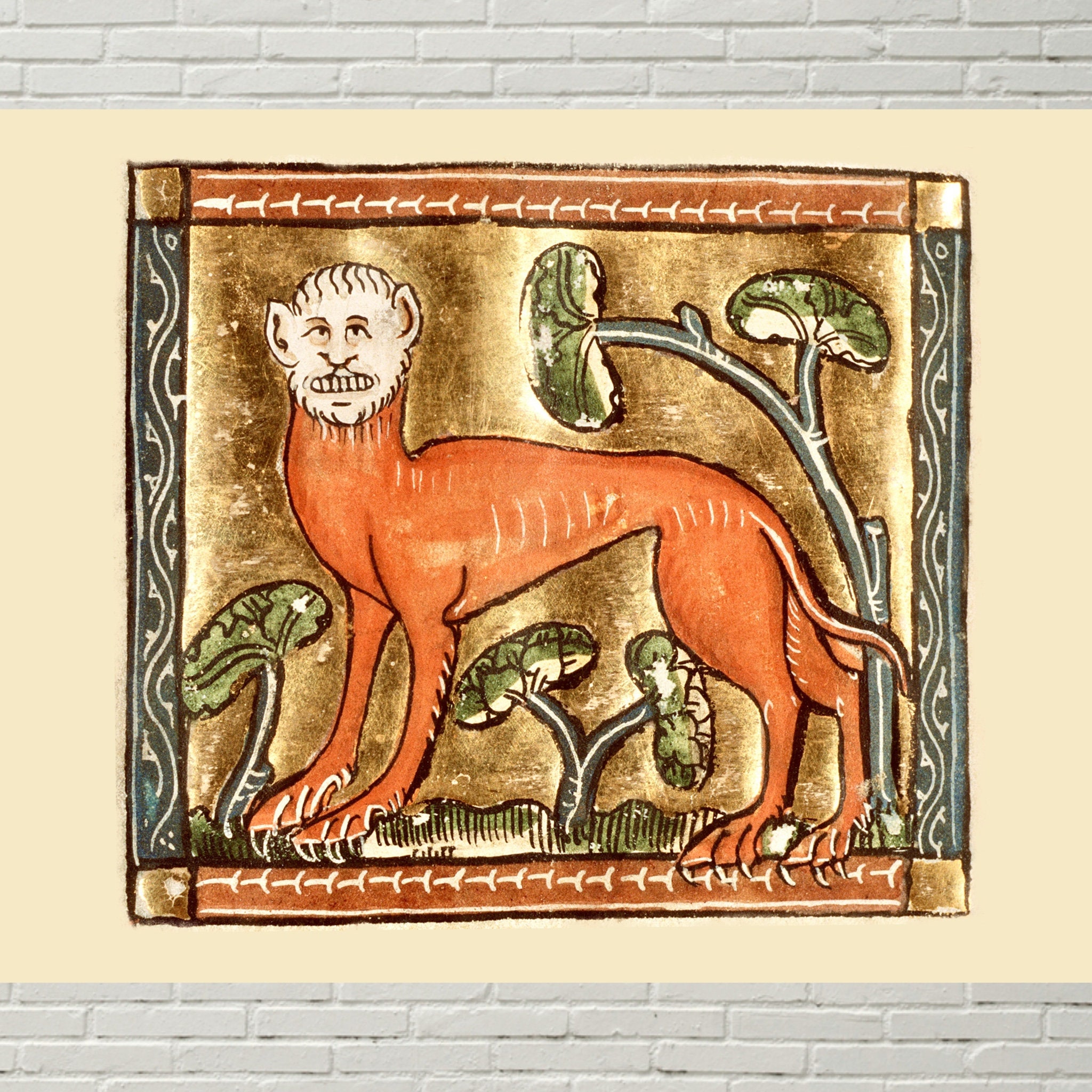 Weird Medieval Art, Lion With Man's Head, Medieval Beast, 13th Century ...