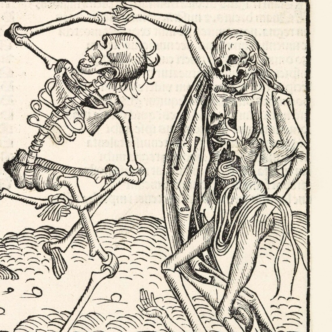 The Skeleton Dance Art Print, Michael Wolgemut, Medieval Plague Art ...
