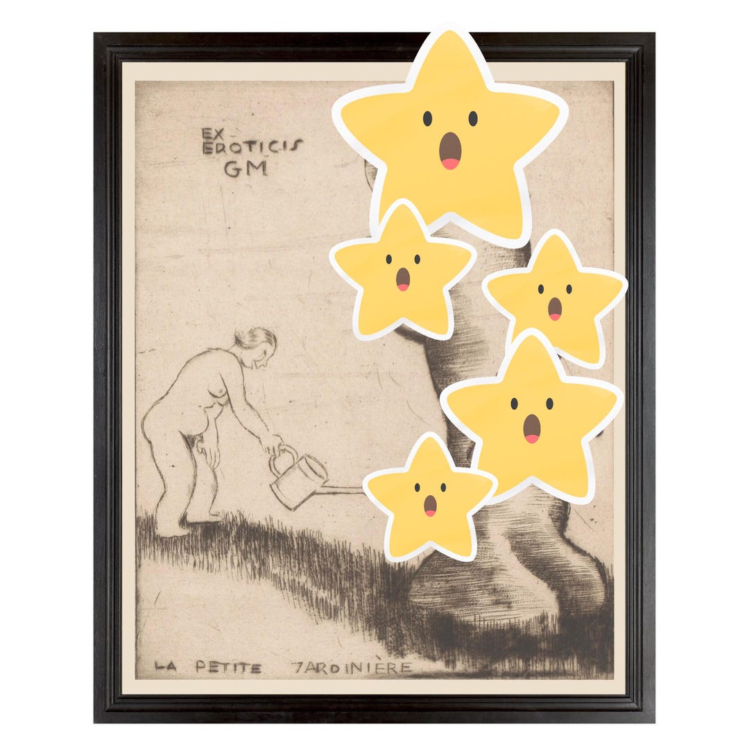 Vintage Penis Art, Woman Watering Penis Tree, High Quality Fine Art ...