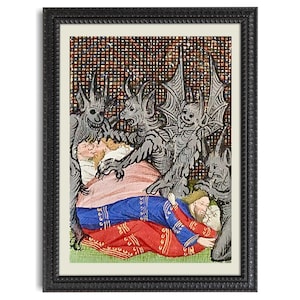 Medieval Manuscript Art, 5x7 Print, Demons and Fornicators, the Hours ...