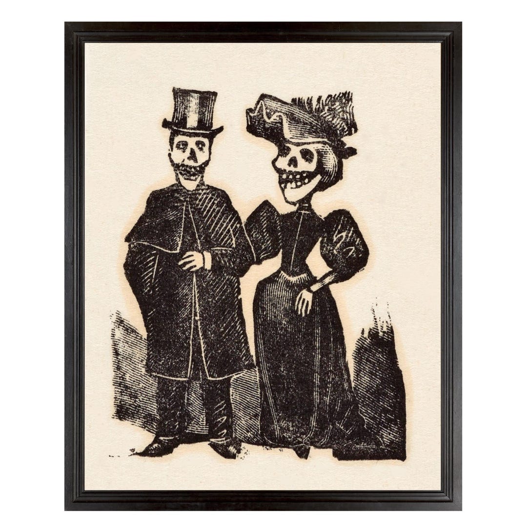 Vintage Mexican Skeleton Art, Cute Skeleton Lovers, Happy Skeletons ...