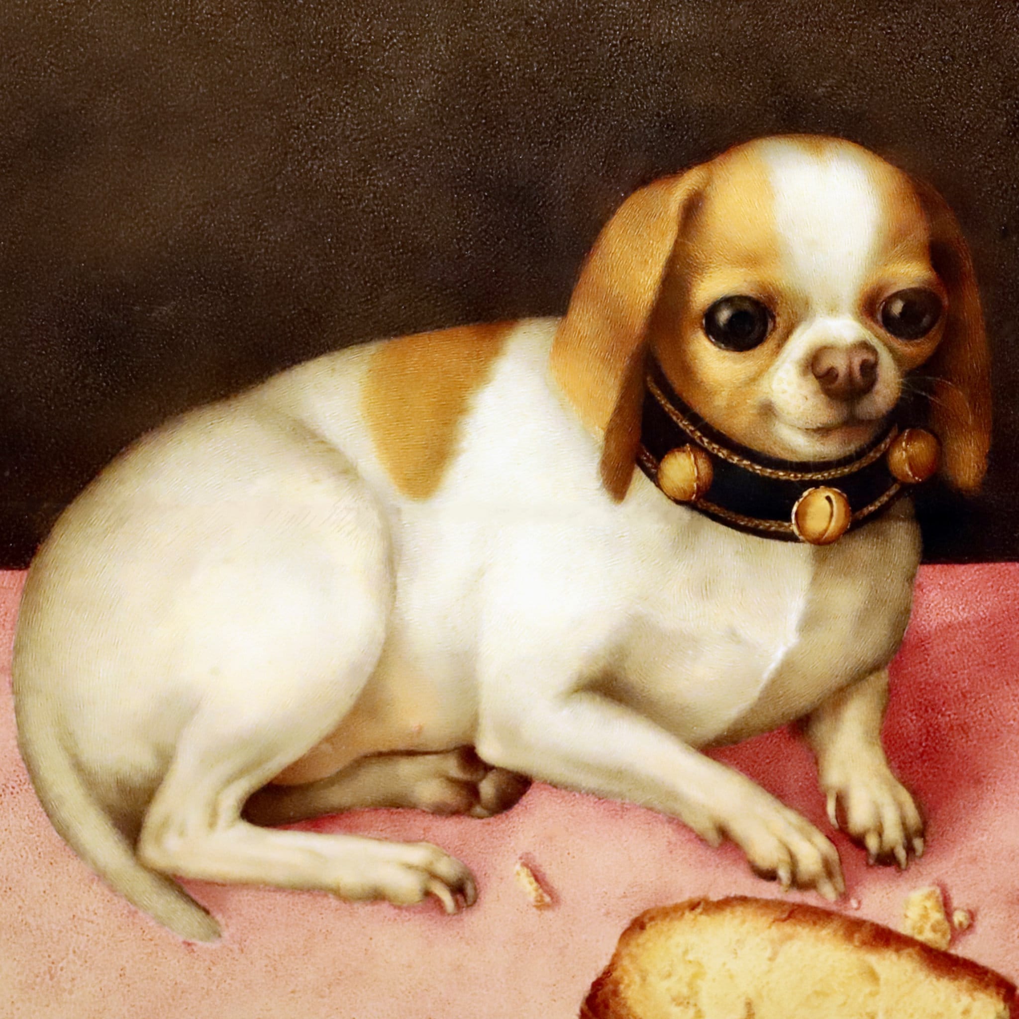 Silly Smiling Renaissance Dog, Antique Dog Painting, 1600s Little Dog ...