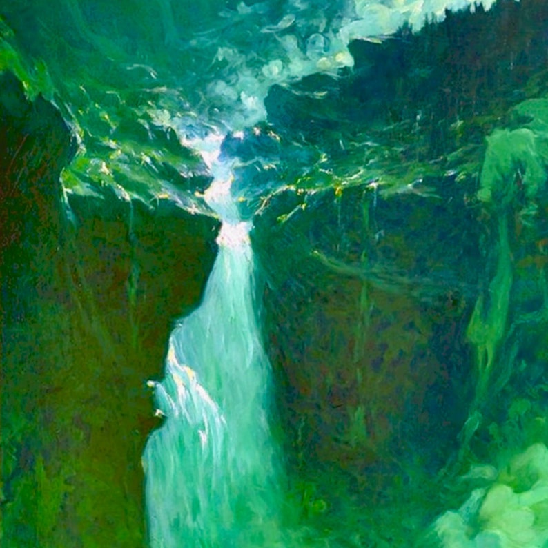 Antique Green Waterfall Fantasy Art, Water Sprites, Mermaids, Spirits ...