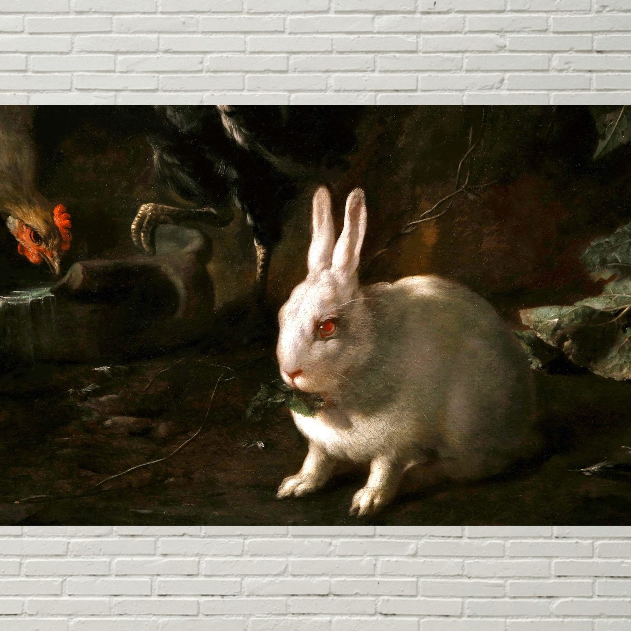 Gothic White Rabbit With Red Eyes, Baroque Antique Painting Art Print ...