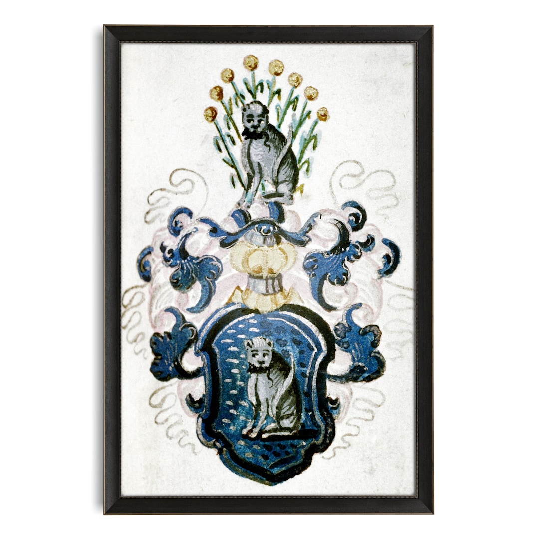 Medieval Cats Coat of Arms, Early 17th Century German Heraldic Art ...