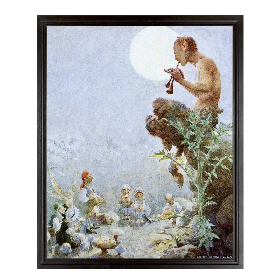 Satyr Faun Illustration, Little People of the Moon, Reproduction ...