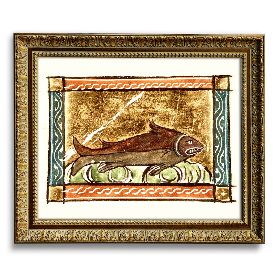 Weird Medieval Art, Fish Art Print, Medieval, 13th Century Art Print ...