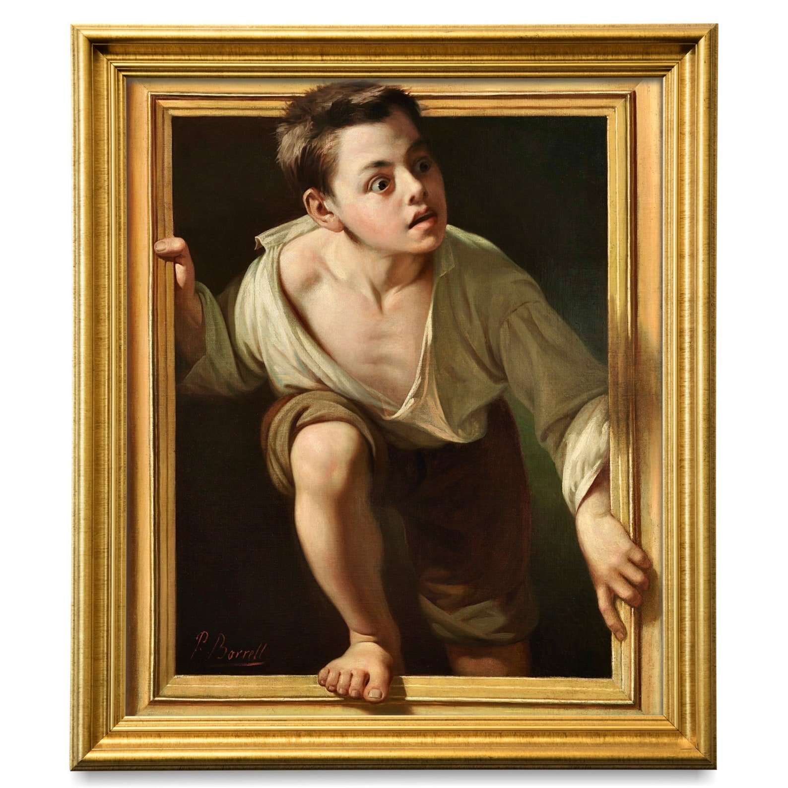 Escaping Criticism Art Print, Funny Antique 19th Century Art, Boy ...