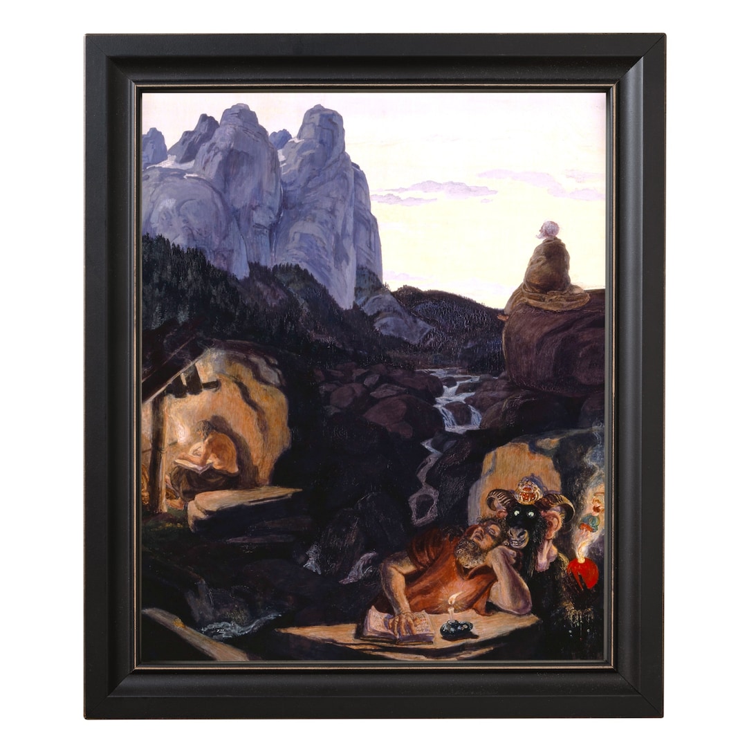 Three Hermits, Antique Fantasy Artwork, Albert Welti, High Quality Art ...