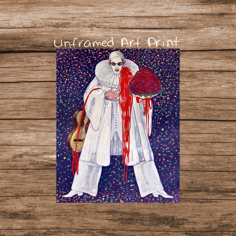 A Welcome Guest, Pierrot French Clown, 8x10 Vintage Clown Wall Art ...