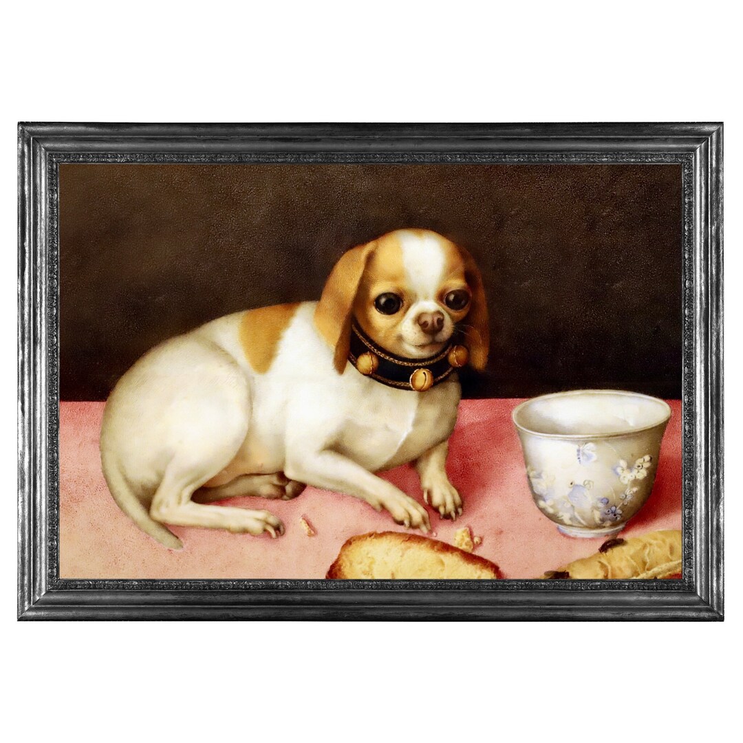Silly Smiling Renaissance Dog, Antique Dog Painting, 1600s Little Dog ...
