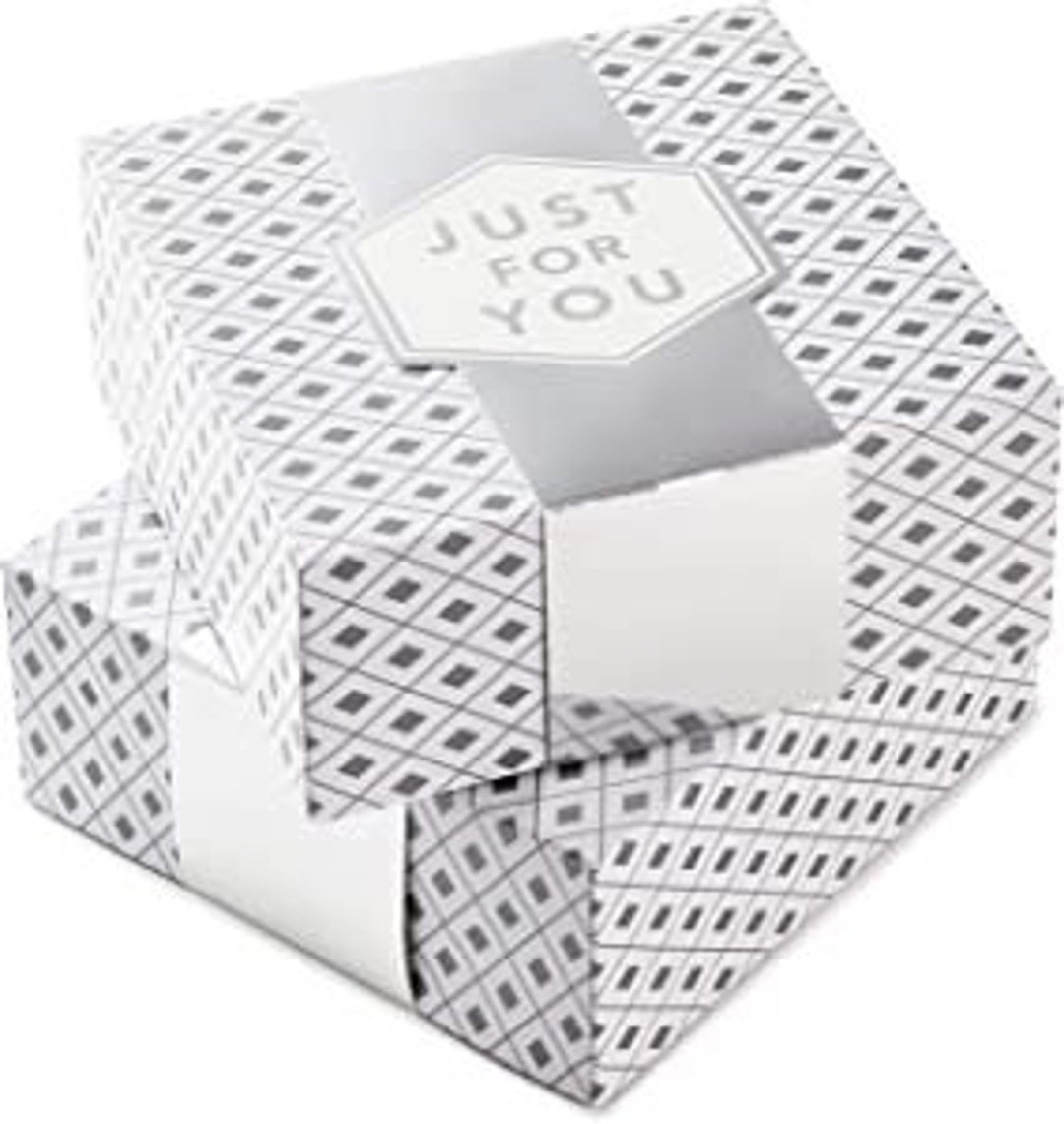 Large 10-inch Gift Boxes With Wrap Bands (2-pack: Silver & White, "just ...