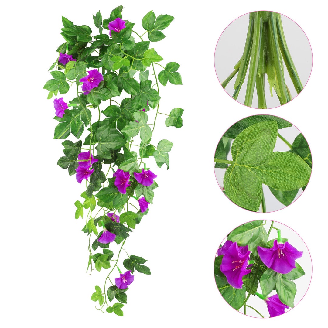 Artificial Fake Flowers Morning Glory Vine Hanging Garland Purple ...
