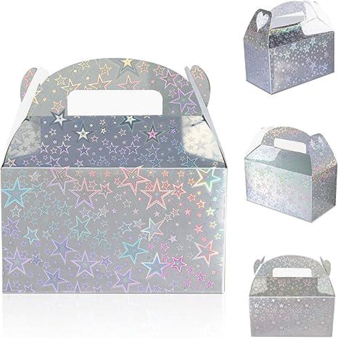 Star Party Favor Treat Box, 24pcs Holographic Gable Boxes for Candy ...
