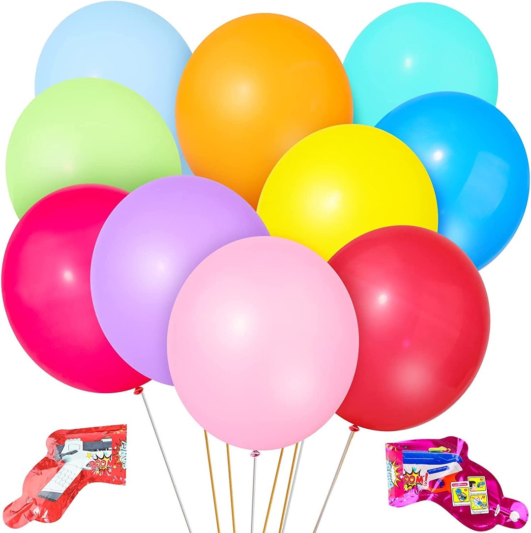 100 PCS, Assorted Color 12 Inches Rainbow Latex Balloons With Bonus ...