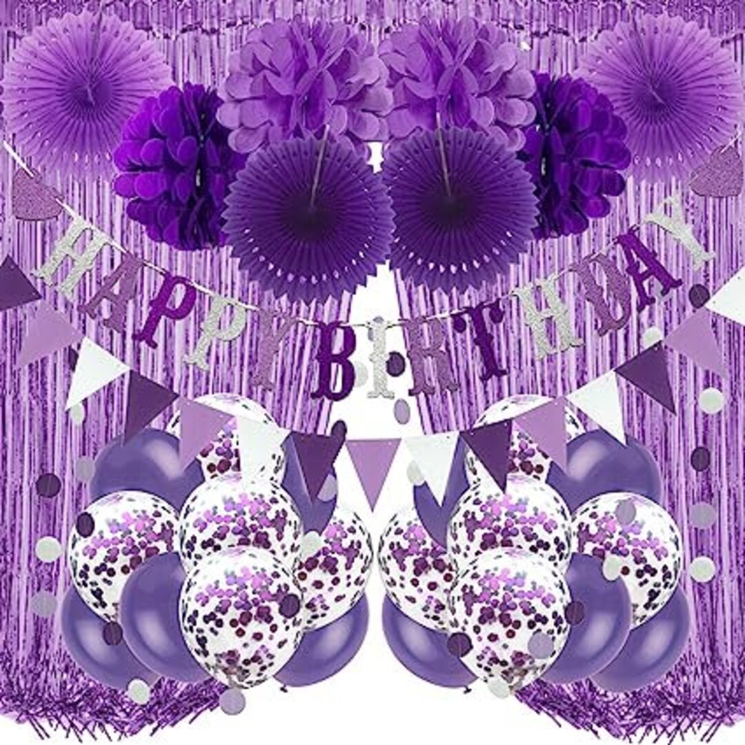 Birthday Party Decorations, Purple Party Decorations for Boy Girls Men ...