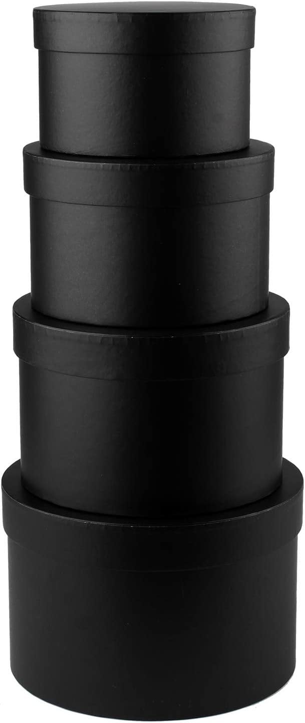 Round Gift Boxes With Lids, Set of 4 Black Gift Boxes Assorted Sizes - Etsy