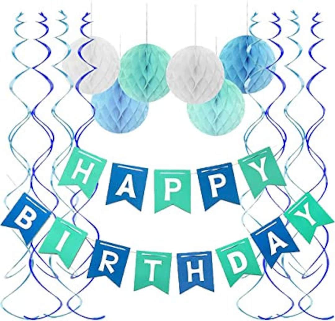 Blue Happy Birthday Banner - Etsy