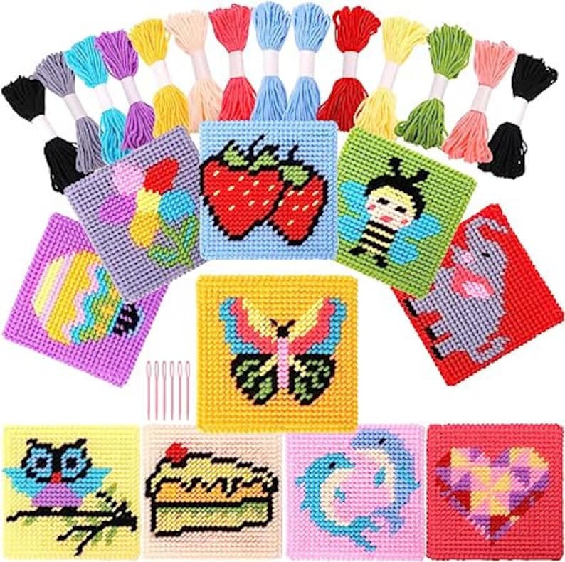 10-in-1 Cross Stitch Beginner Kit for Kids - Etsy