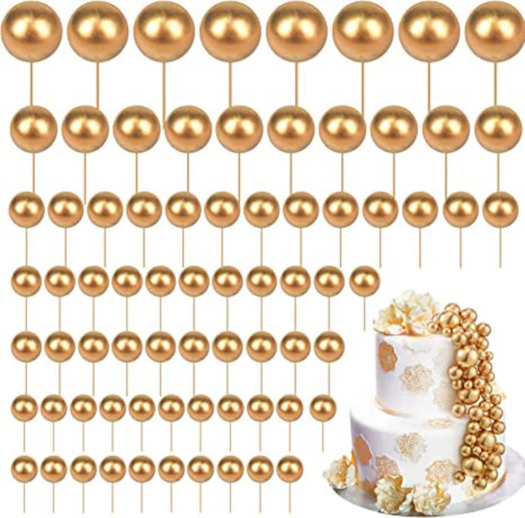108 Pcs Gold Balls Cake Topper Mini Balloons Cake Toppers Foam Ball ...