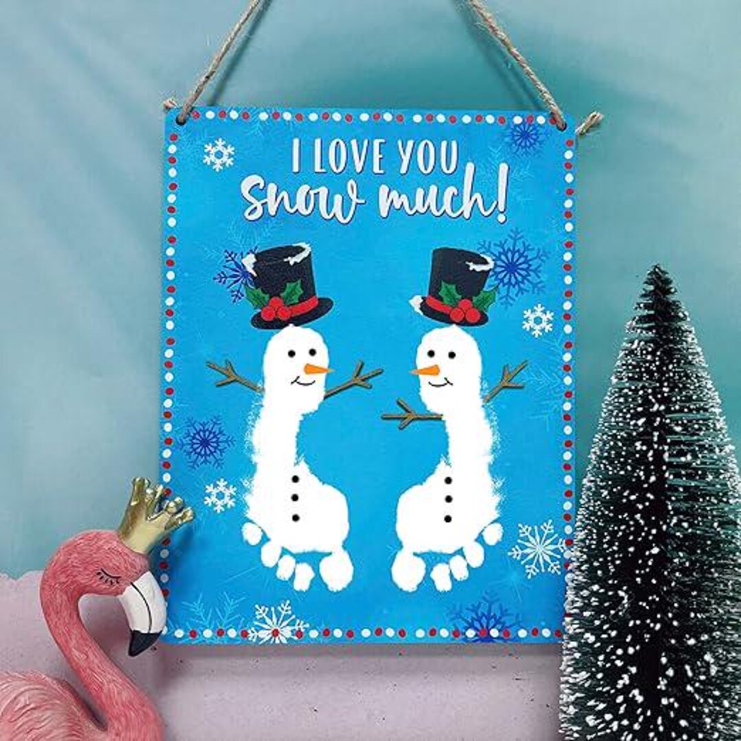 Art Craft Baby's First Christmas Footprint DIY Wooden Hanging Sign ...