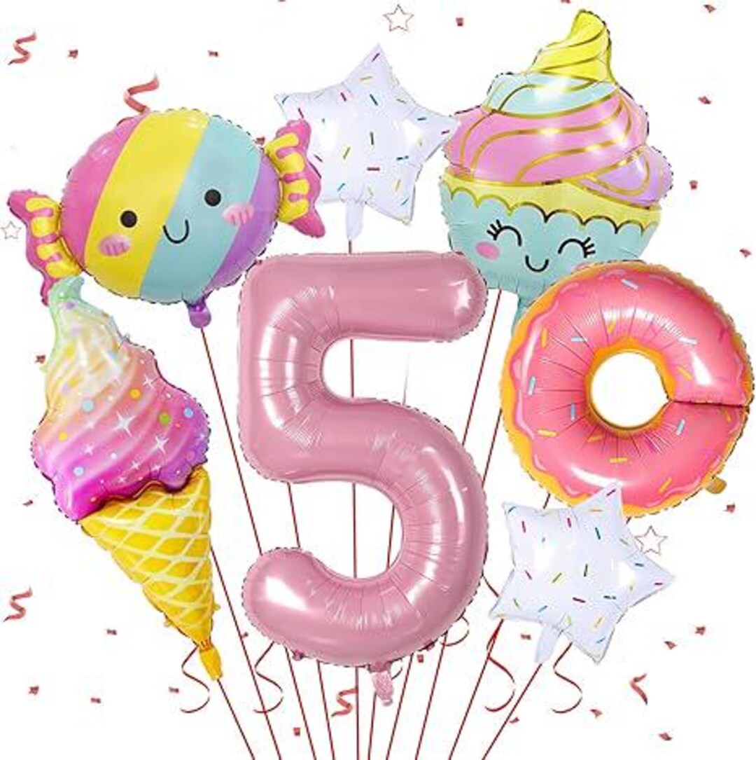 Donut 5th Birthday Decorations: Sweet Party Supplies With Foil Balloons ...