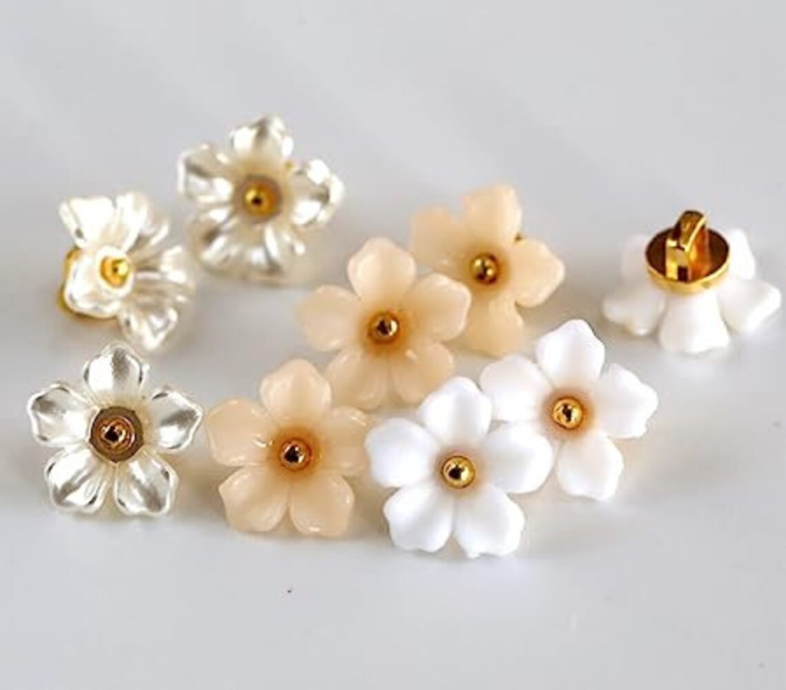 Flower Buttons for Sewing Plastic Craft Button 13mm(0.52 Inch) Pearl ...