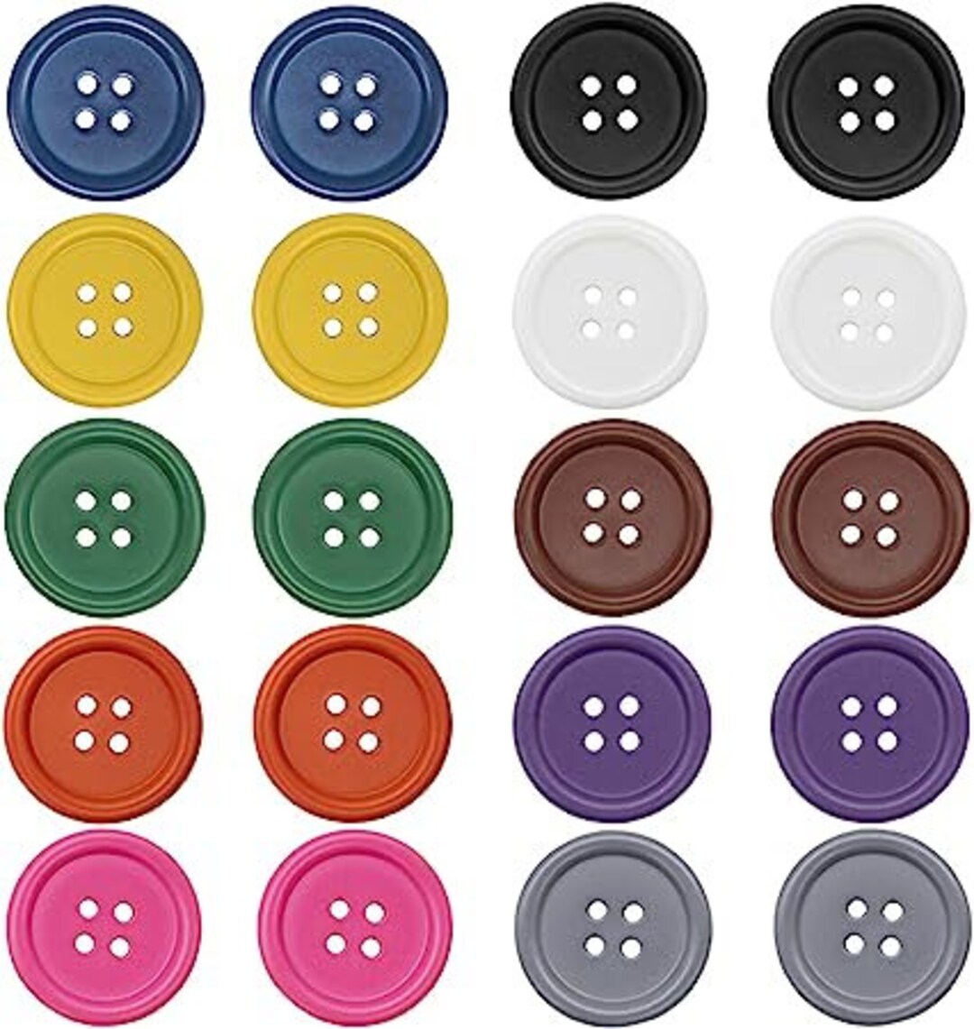 50 PCS 25mm 1 Inch Buttons for Crafts, Large Buttons 4 Hole Round ...