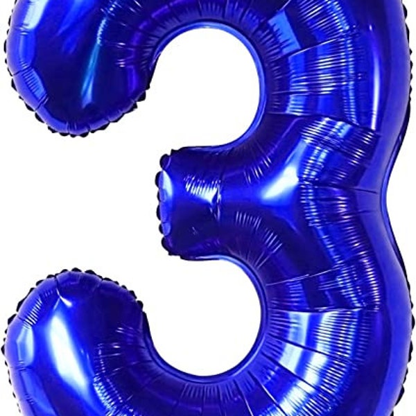 Number 3 Blue Balloon - Etsy