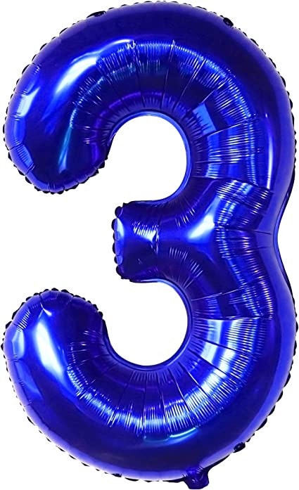 Giant, Royal Blue Number 3 Balloon - 40 Inch | Navy Blue 3 Balloon ...