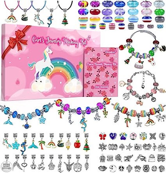 Charm Bracelet Making Kit Gionlion 150 Pcs Jewelry Making Supplies Including European Beads Etsy