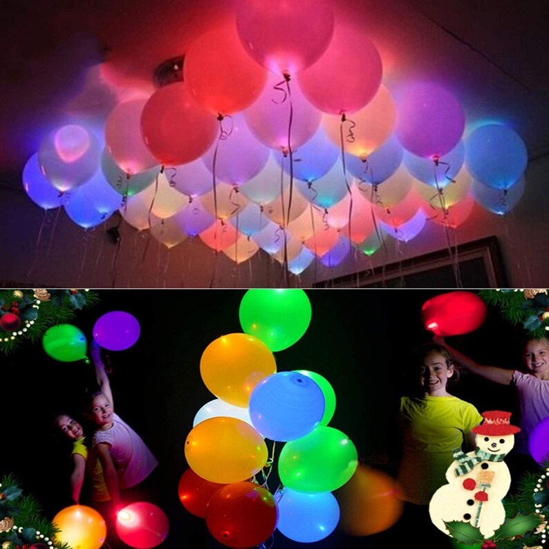 20 LED Light up Balloons Mixed Colors Flashing Lasts 24 Hours Glow in ...