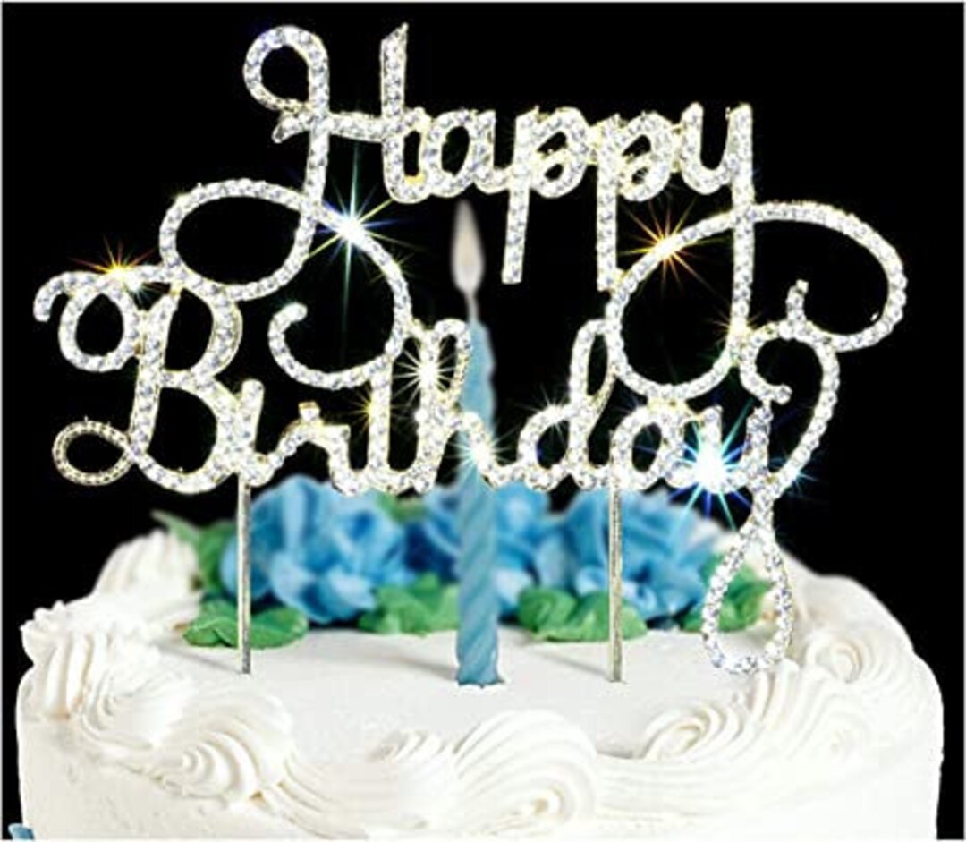 HAPPY Birthday Cake Topper | Premium Bling Rhinestone Diamond Gems | - Etsy