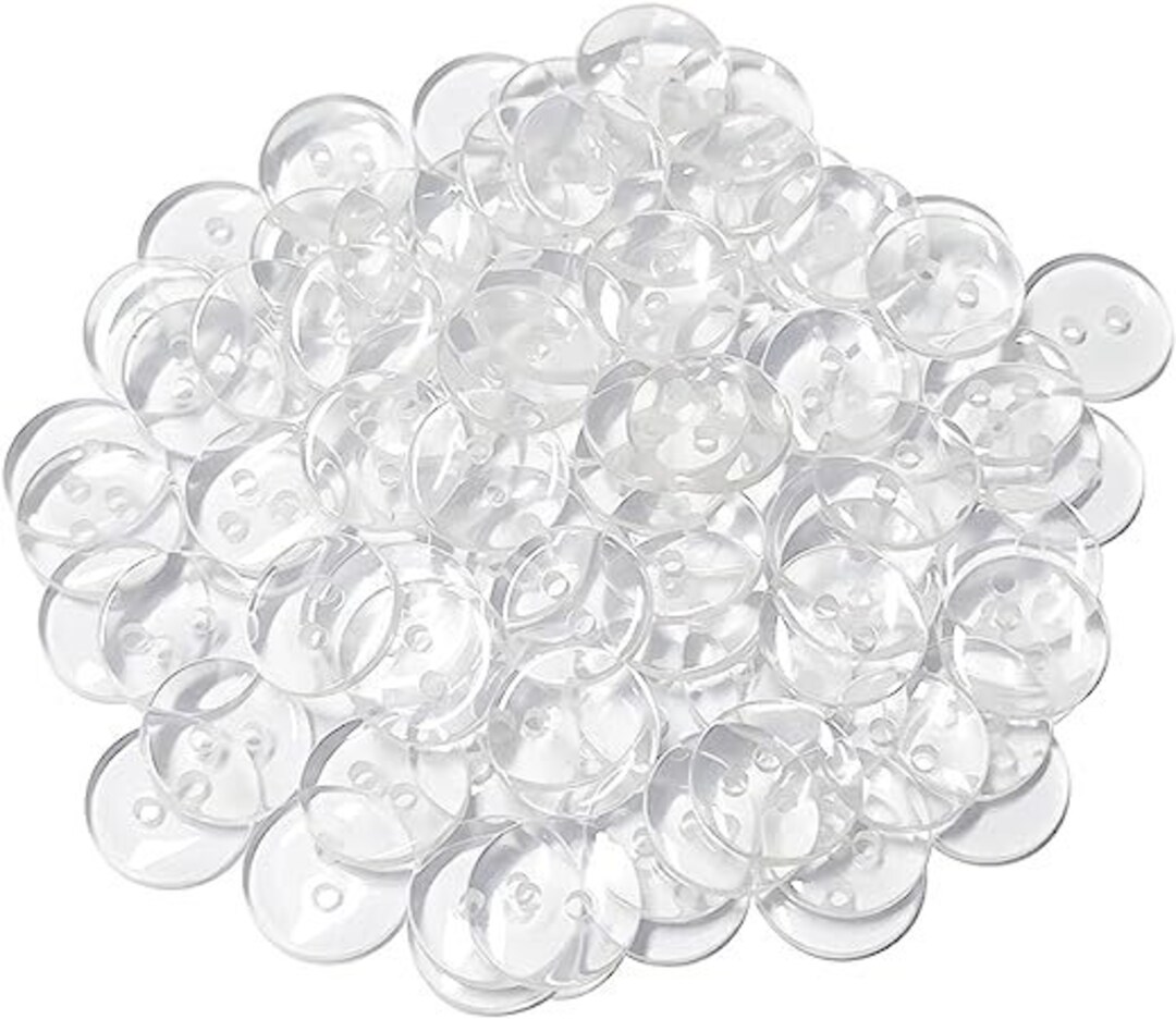 100 Pcs Buttons 2 Hole, Resin Clear Buttons for Sewing and DIY Craft (1 ...