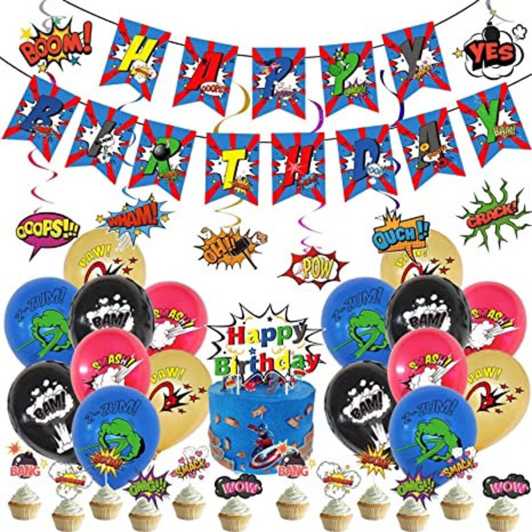 Superhero Birthday Party Supplies, Superhero Themed Party Decorations ...