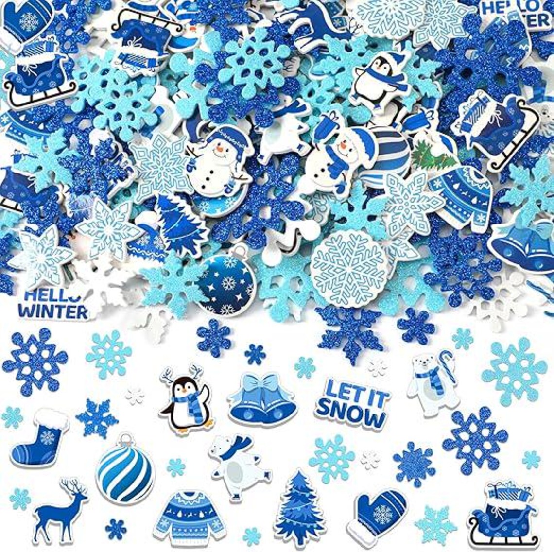 Winter Foam Stickers, 600pcs Christmas Snowflake Penguin Snowman Self ...