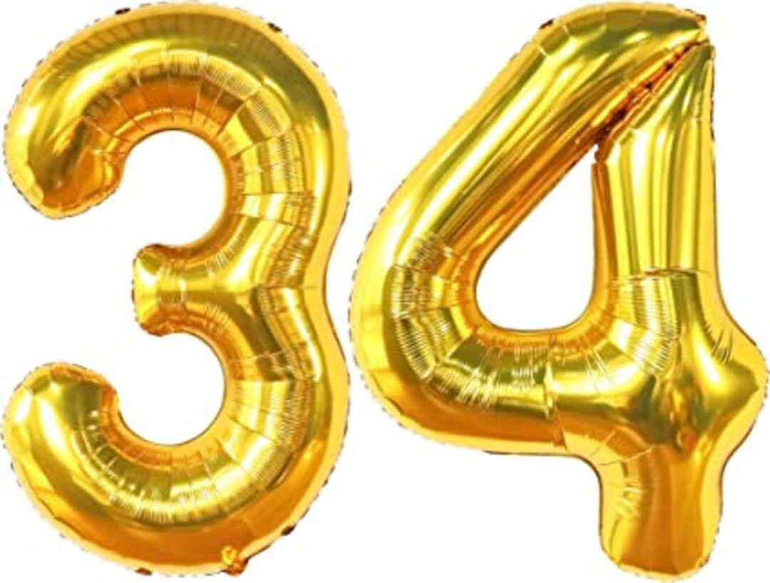 Giant, Gold Number 34 Balloons - 40 Inch - Etsy