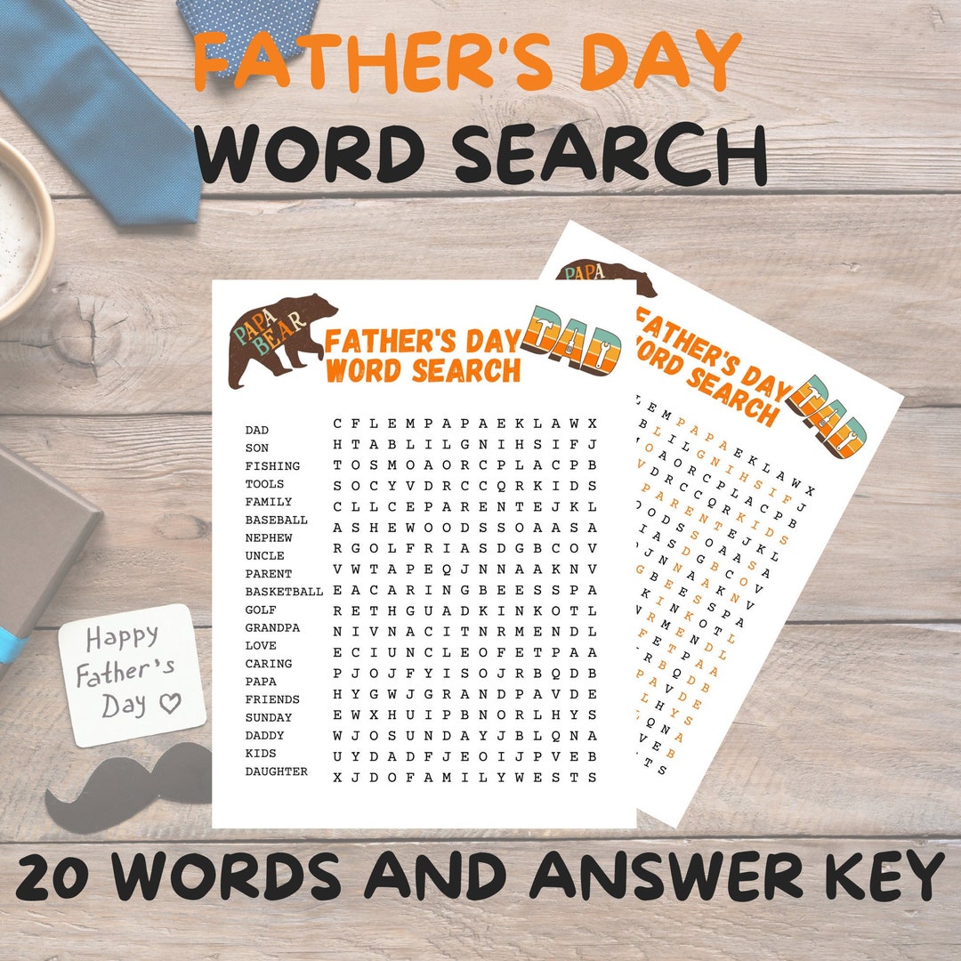 Father's Day Word Search, Word Search, Dad's Day, Instant Download, Fun ...