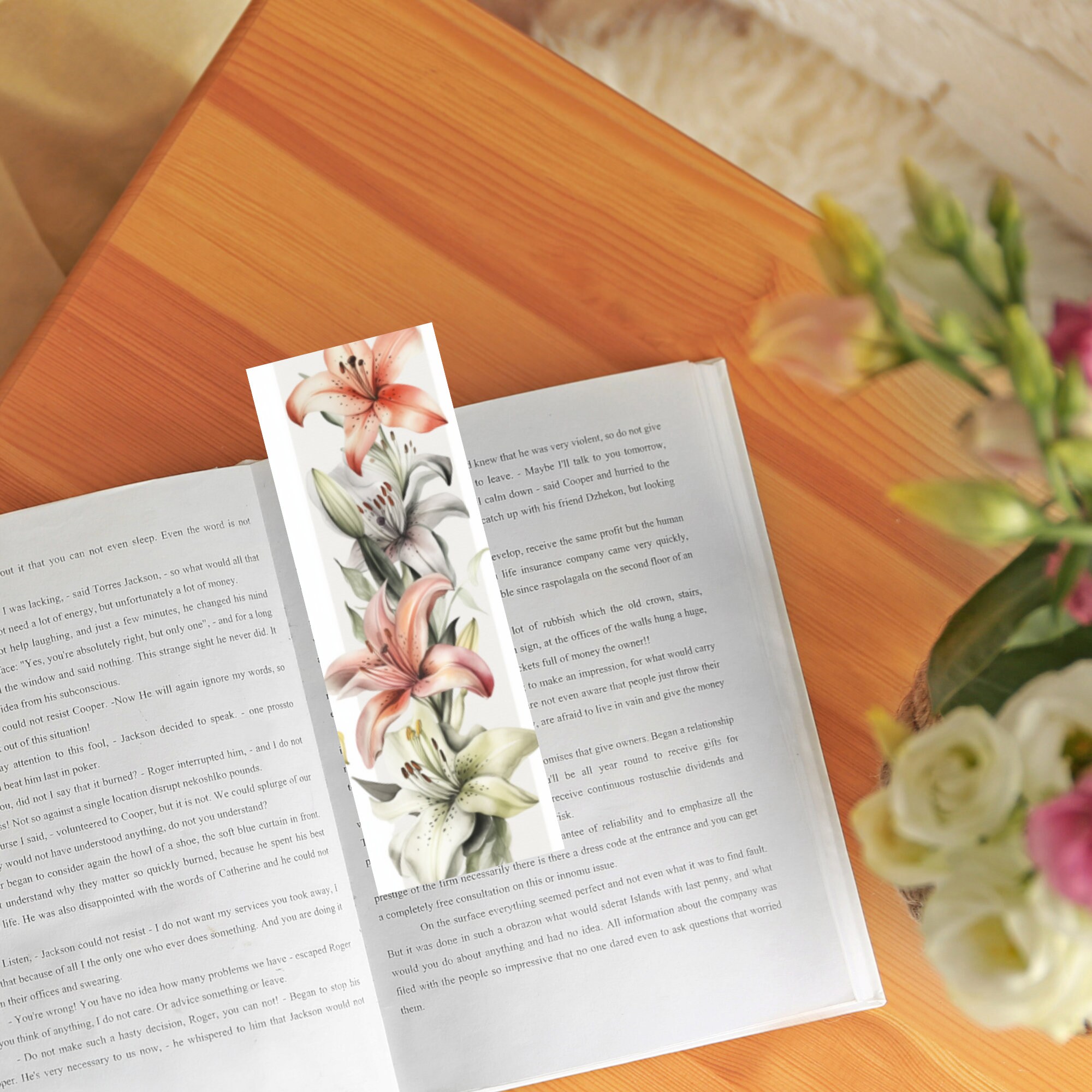 Lily Flower Printable Bookmarks Lily Flower Themed Bookmark Printable Bookmark Set Digital