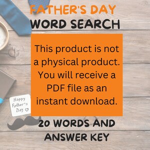 Father's Day Word Search, Word Search, Dad's Day, Instant Download, Fun ...