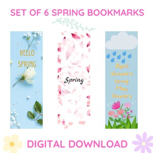 Spring Printable Bookmarks, Spring Themed Bookmarks, Printable Bookmark ...