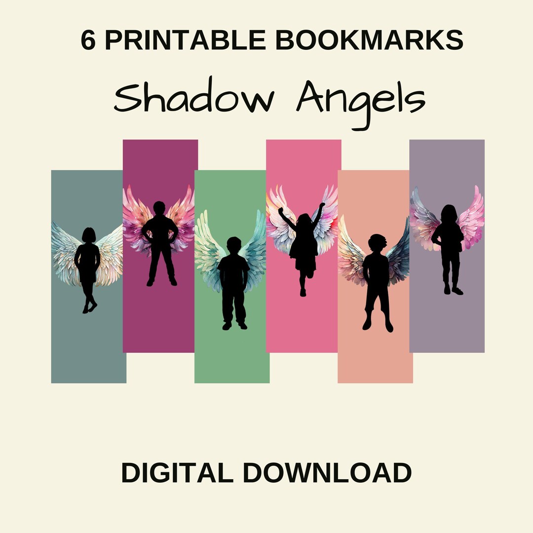 Angel Printable Bookmarks, Shadow Angel Themed Bookmarks, Printable ...