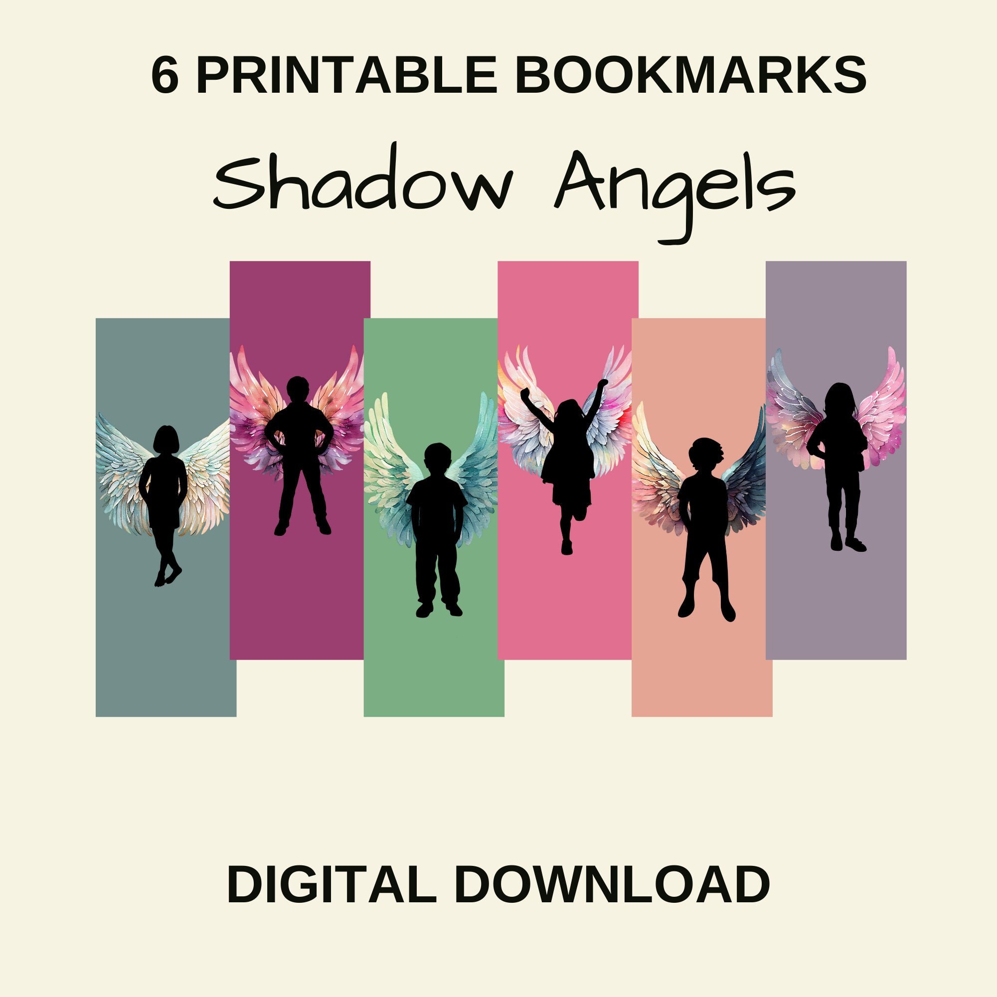 Angel Printable Bookmarks, Shadow Angel Themed Bookmarks, Printable ...