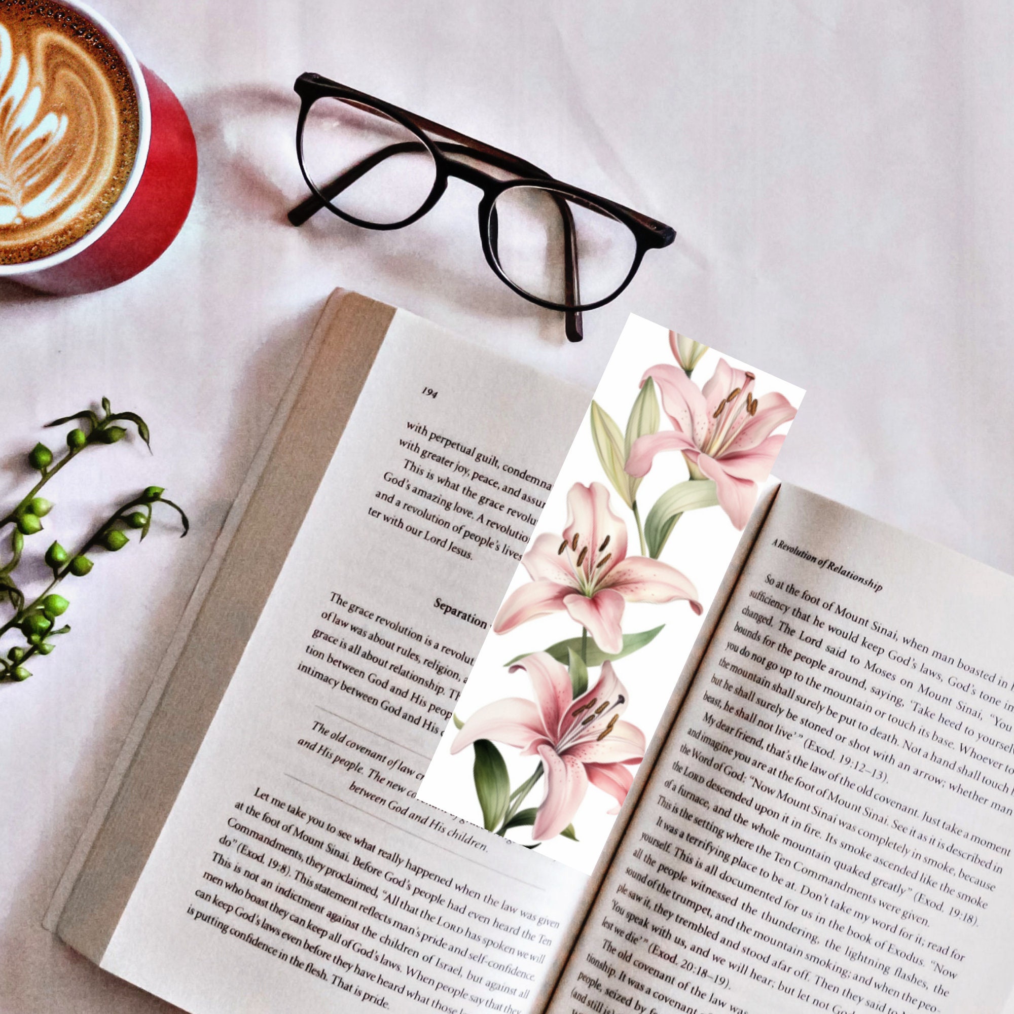 Lily Flower Printable Bookmarks, Lily Flower Themed Bookmark, Printable ...