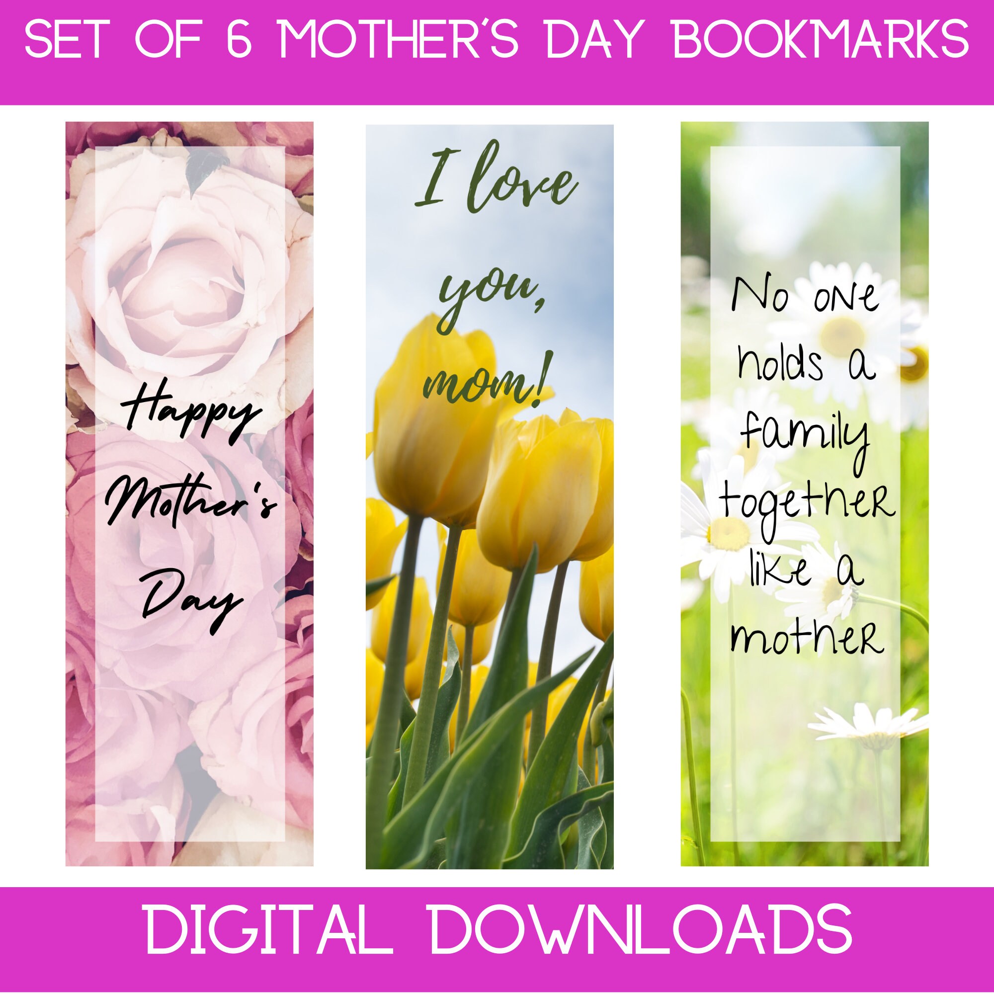 Mothers Day Printable Bookmarks, Mothers Day Themed Bookmarks ...