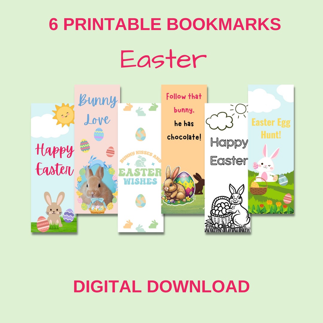 Easter Printable Bookmarks, Easter Bunny Themed Bookmarks, Easter Eggs ...